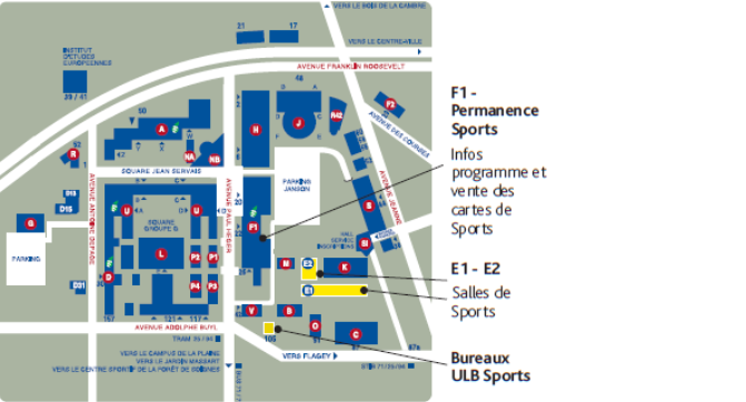 ULB Sports, les services sportifs de l'ULB - Les differentes acces